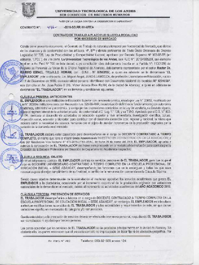 Contrato Utea - Reducido | PDF