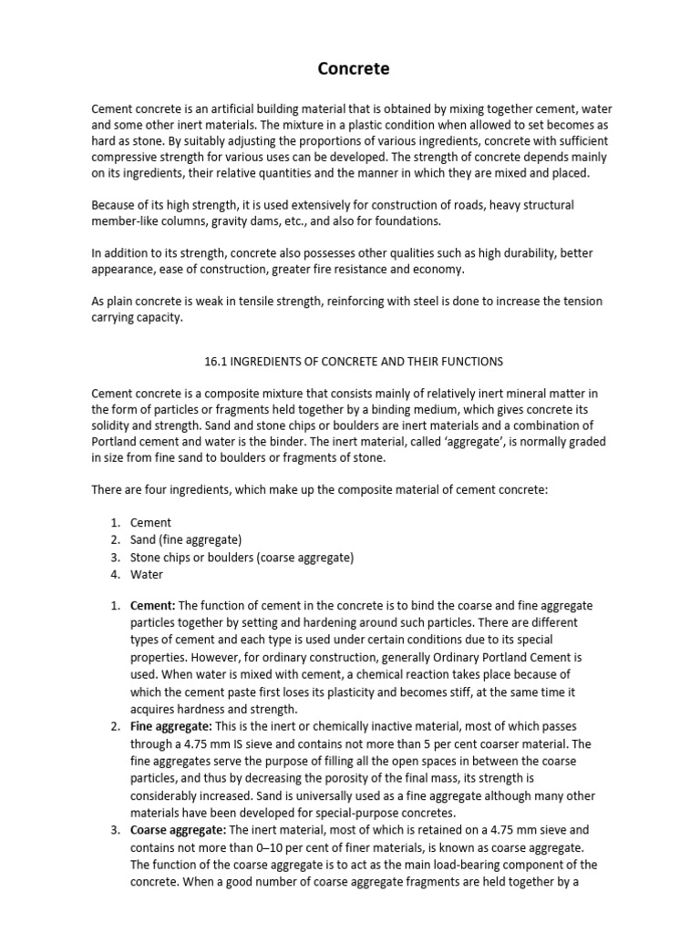 06_Concrete | PDF | Concrete | Cement