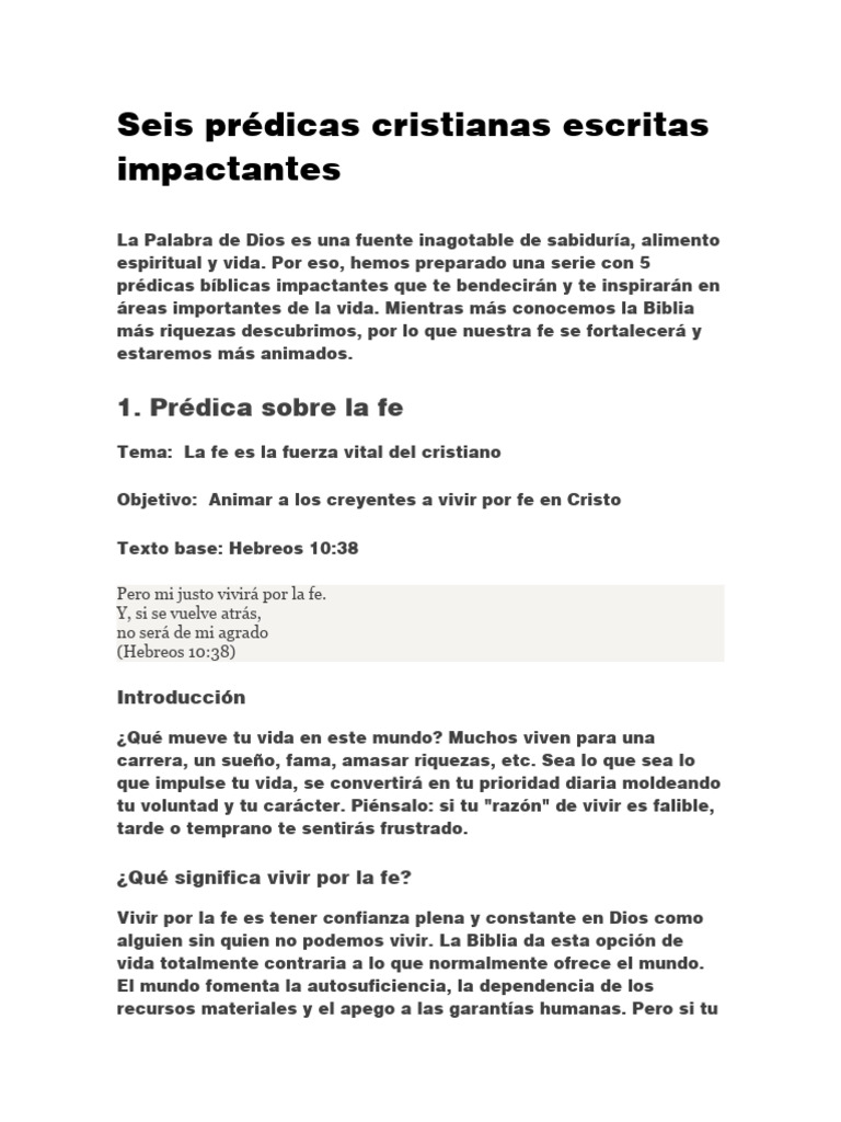 Seis Prédicas Cristianas Escritas Impactantes | PDF | Oración | Amor