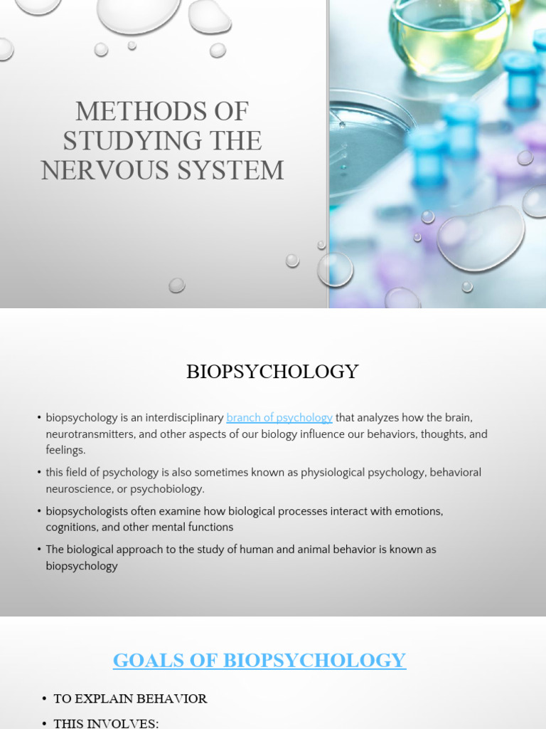 methods of studying the nervous system | PDF | Neuroimaging | Behavioral Neuroscience