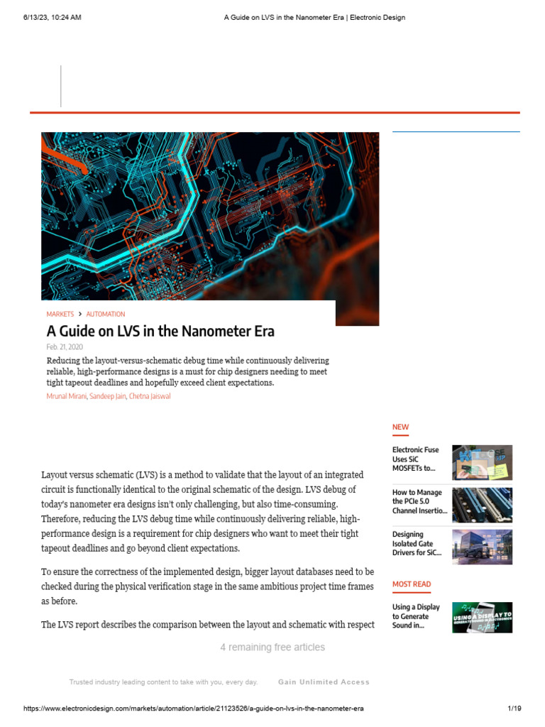 LVS Debugging in Nanometer Designs | PDF | System On A Chip | Electronics