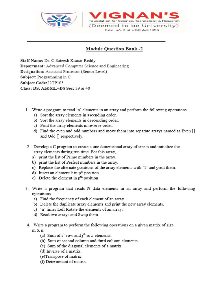 Module Bank 2 PC | PDF | String (Computer Science) | Matrix (Mathematics) Module Bank 2 PC | PDF | String (Computer Science) | Matrix (Mathematics)