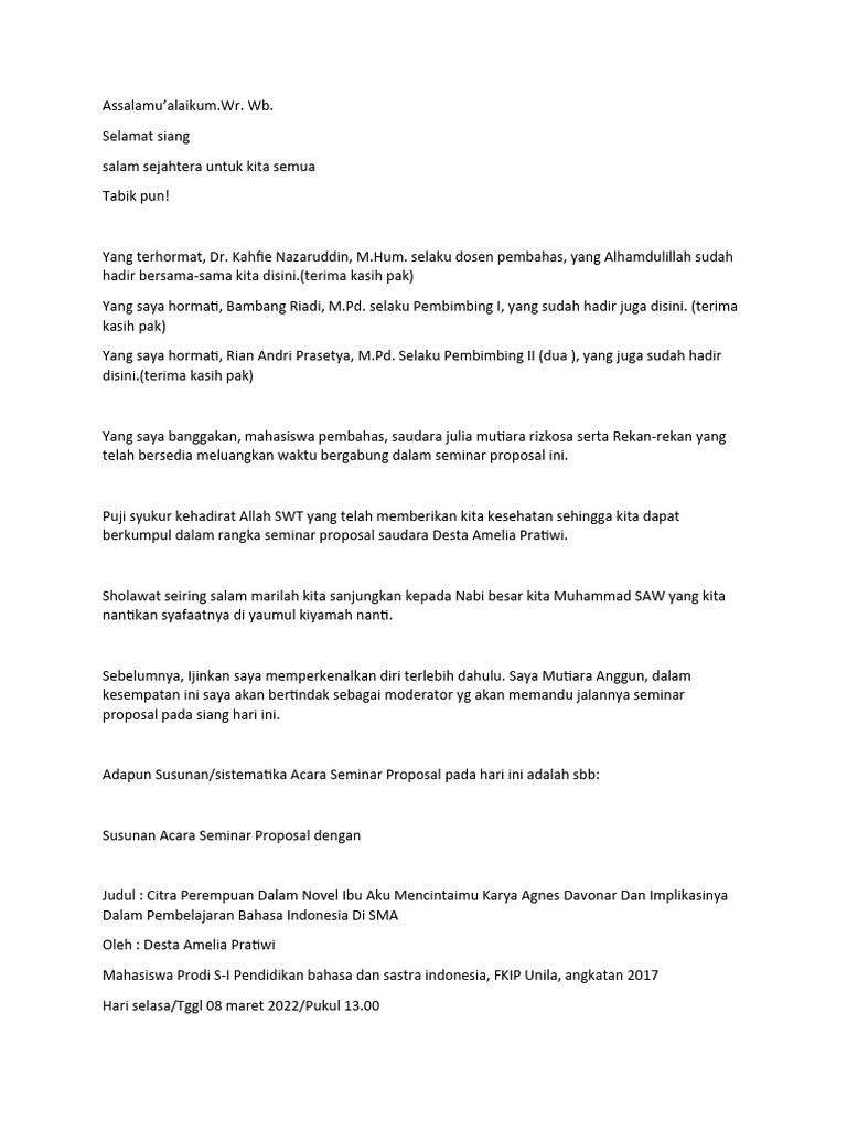 Peran Moderator dalam Seminar Proposal | PDF | Karier & Perkembangan ...