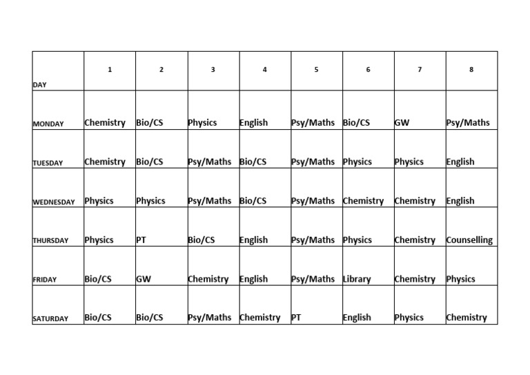 Time Table | PDF