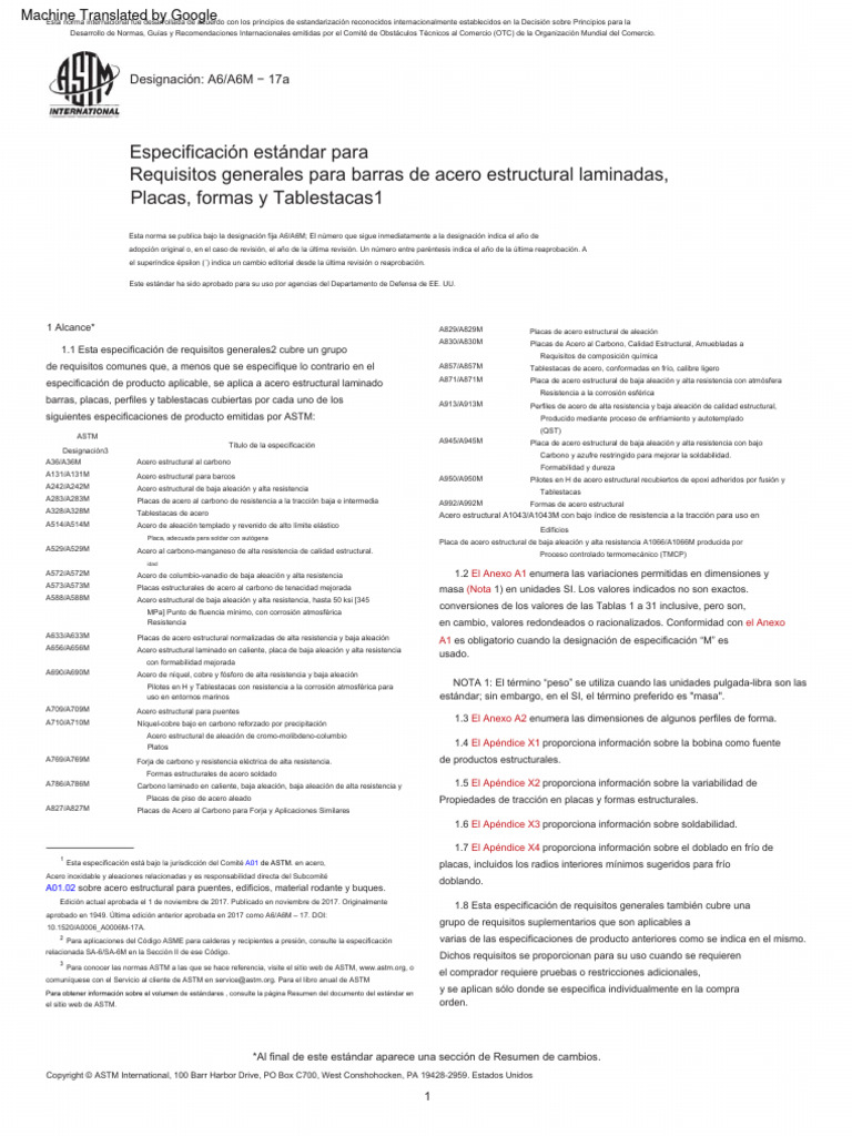 ASTM A6 -A6M | PDF | Acero | Laminado (metalmecánica)