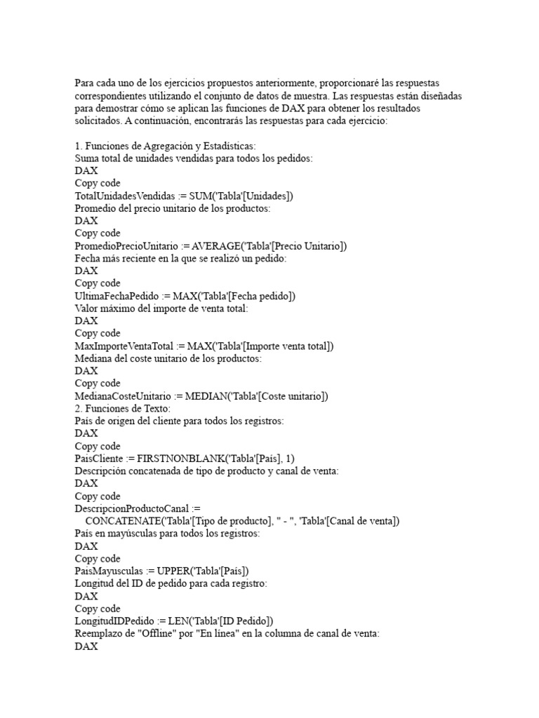 Funciones DAX para Análisis de Datos | PDF
