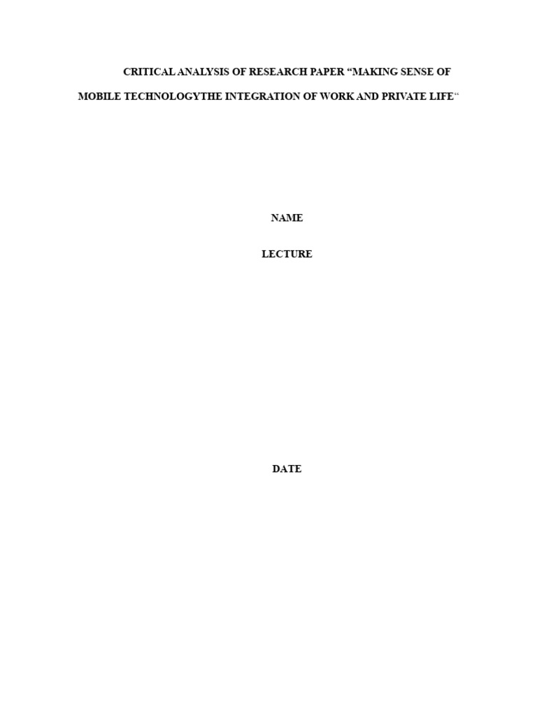 Critical Analysis Of Research Paper11 PDF Qualitative Research