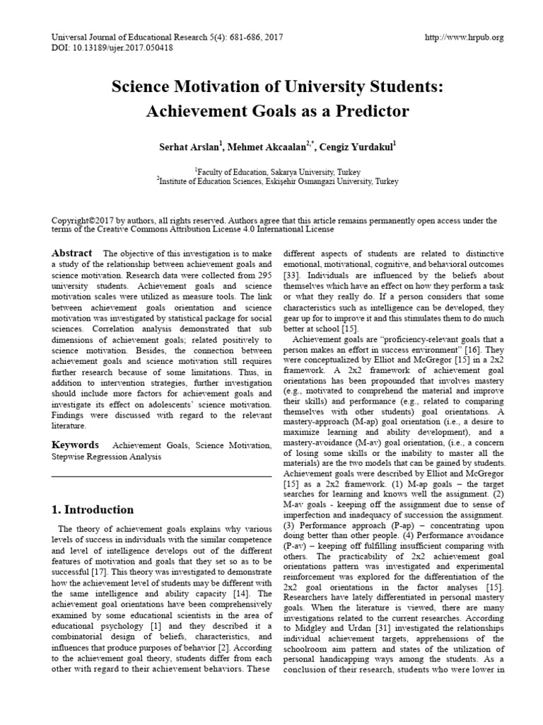 Arslan, Akcaalan, Yurdakul - 2017 - Science Motivation of University ...