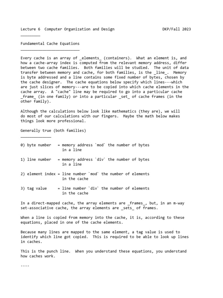 Lecture6 - Computer Organization and Design | PDF | Cpu Cache | Cache (Computing)