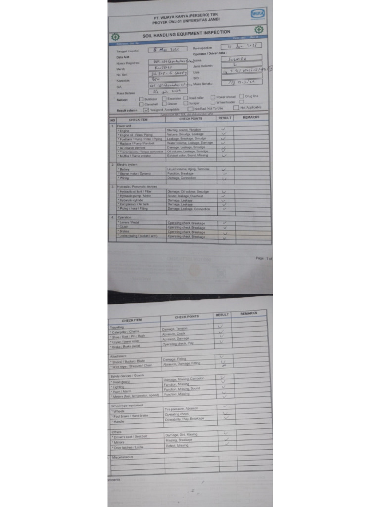 Checklist Sebelum Alat Ke Proyek2 Merged | PDF