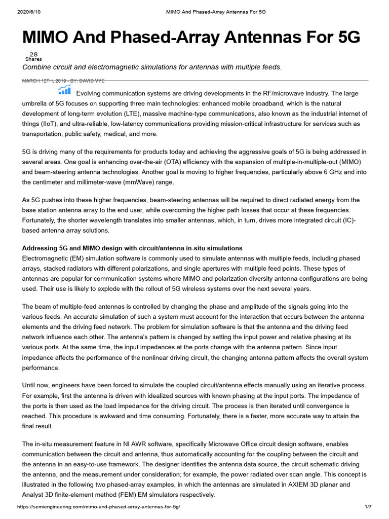 MIMO and Phased-Array Antennas For 5G | PDF | Antenna (Radio) | Amplifier