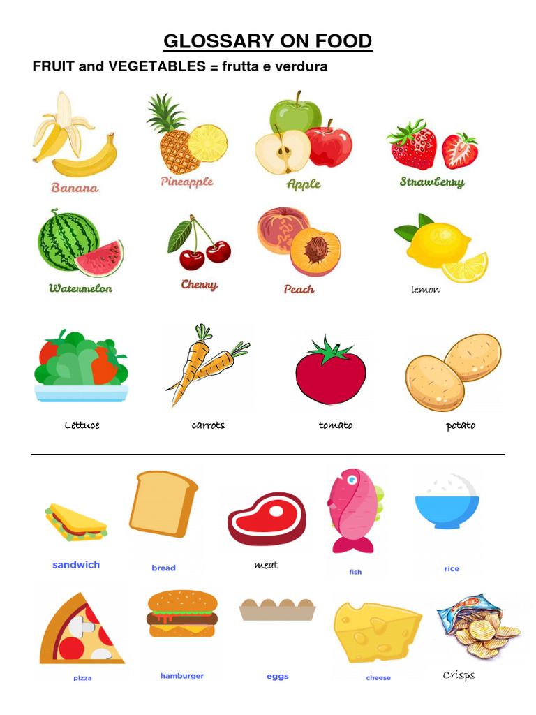 Food Vocabulary Glossary | PDF