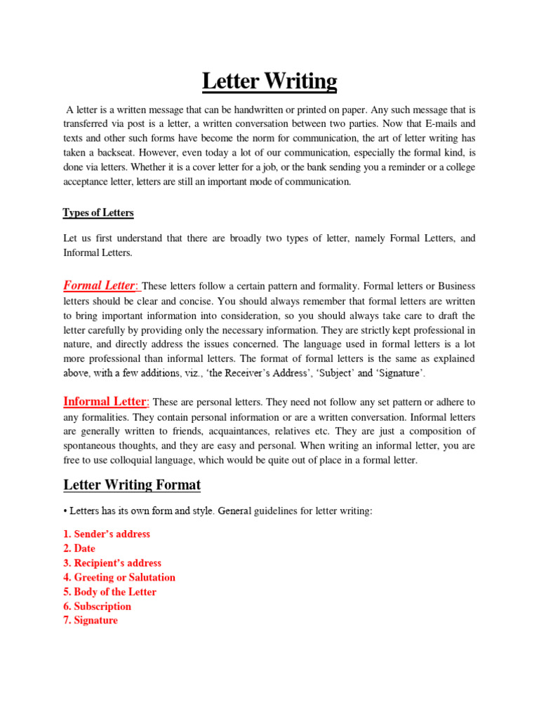 Appropiate Letter Writing