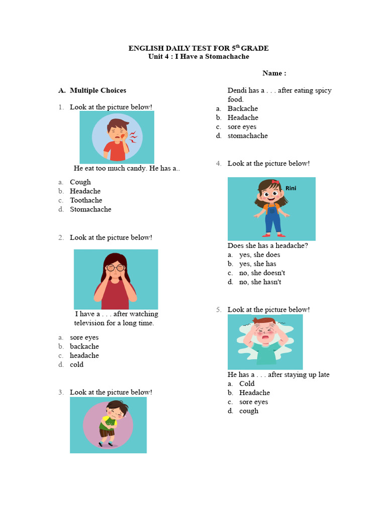 5th Grade Health Vocabulary Test | PDF | Medical Specialties ...