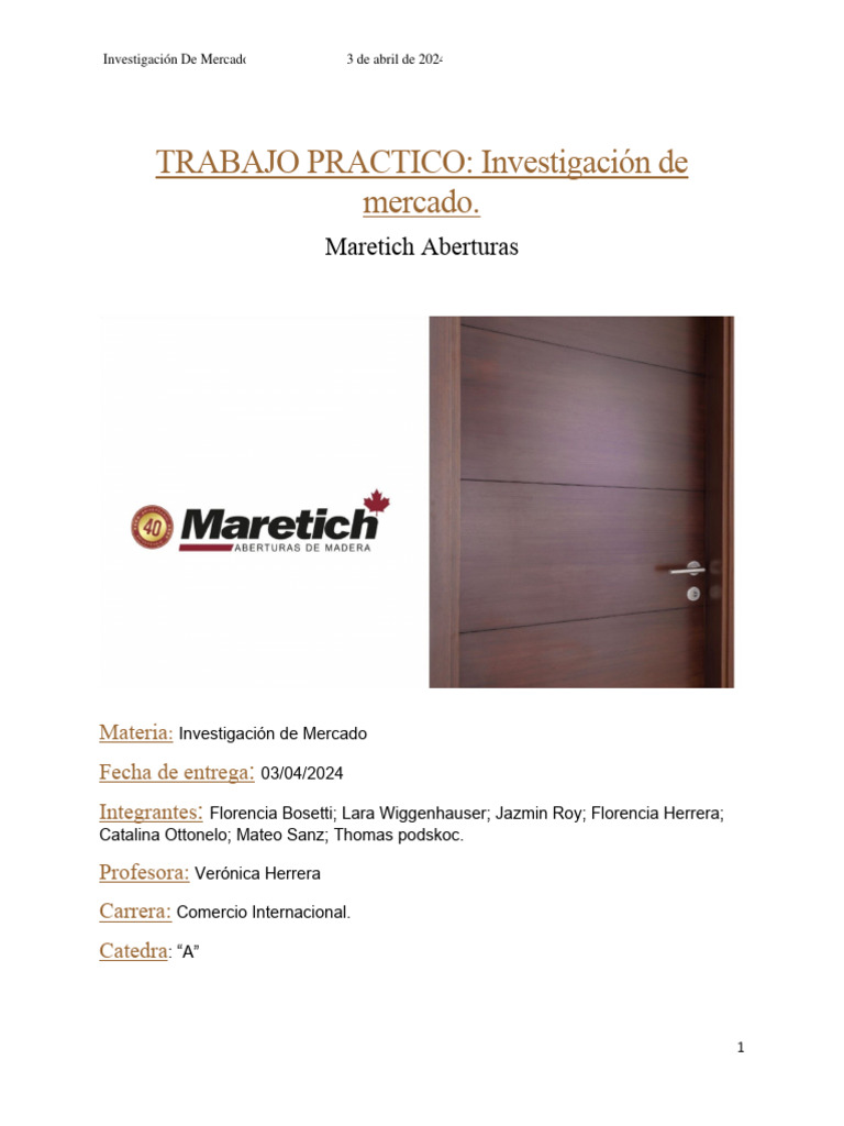 Investigación de Mercado: Maretich | PDF | Calidad (comercial) | Business