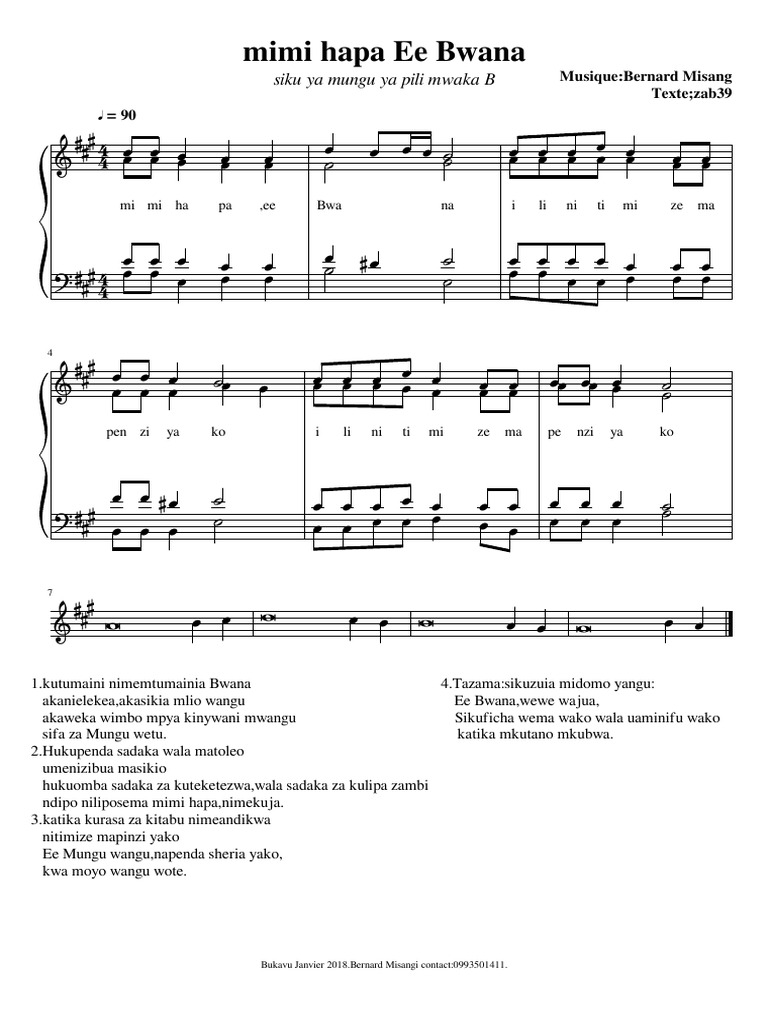 Mimi - Hapa - e - Bwana Ber 2er Dim TOB | PDF