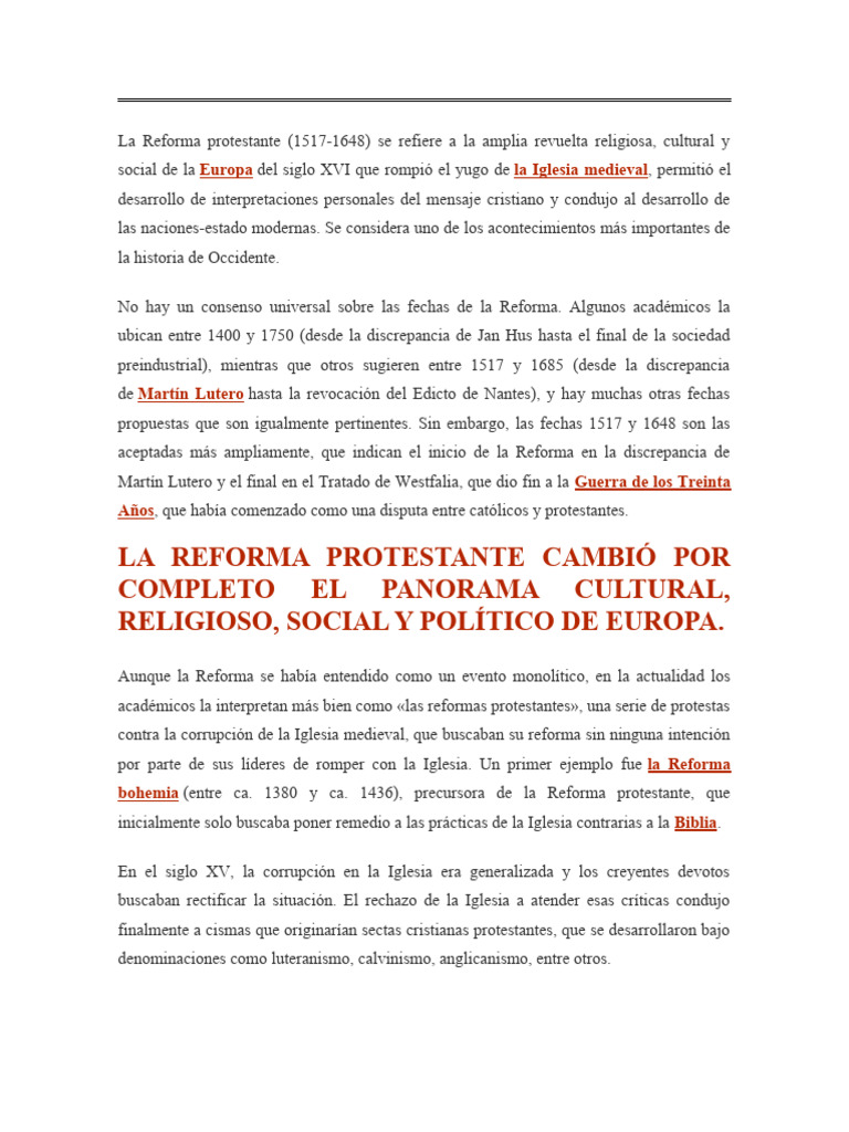 La Reforma Cristiana | PDF | Martin Luther | protestantismo