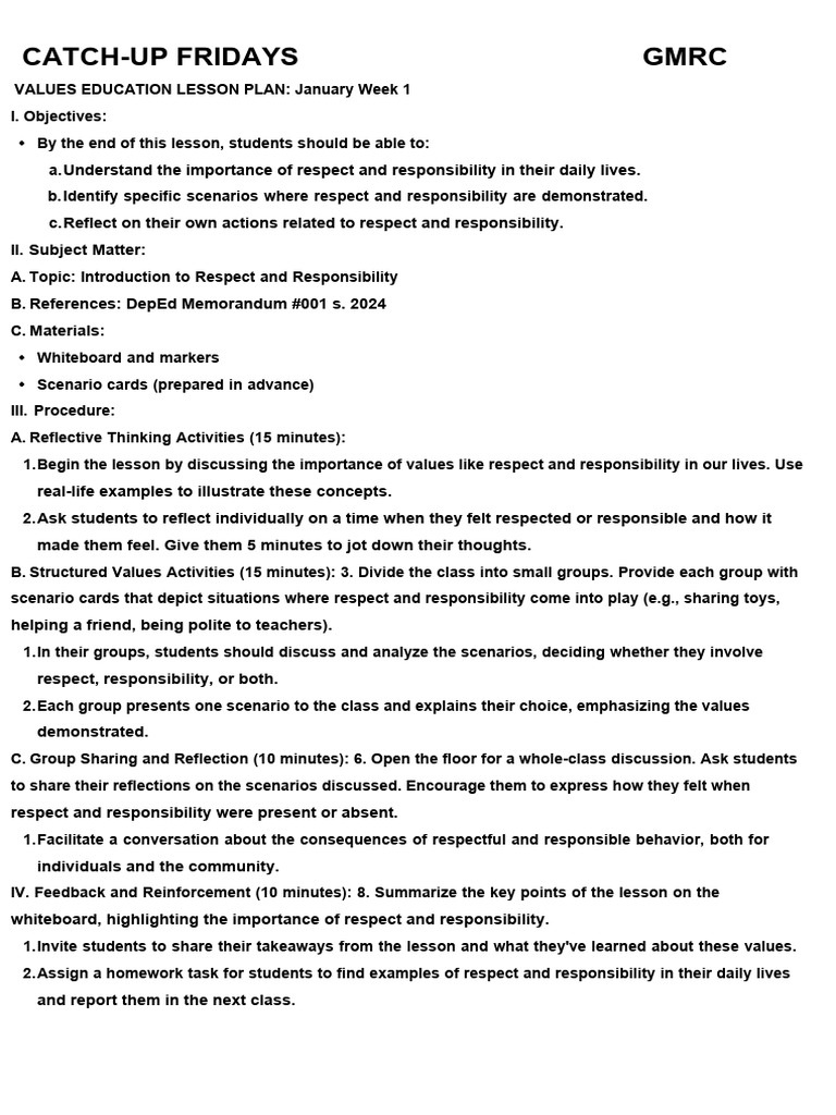 G7 Cuflp@ Gmrc&values Education | PDF | Gratitude | Lesson Plan