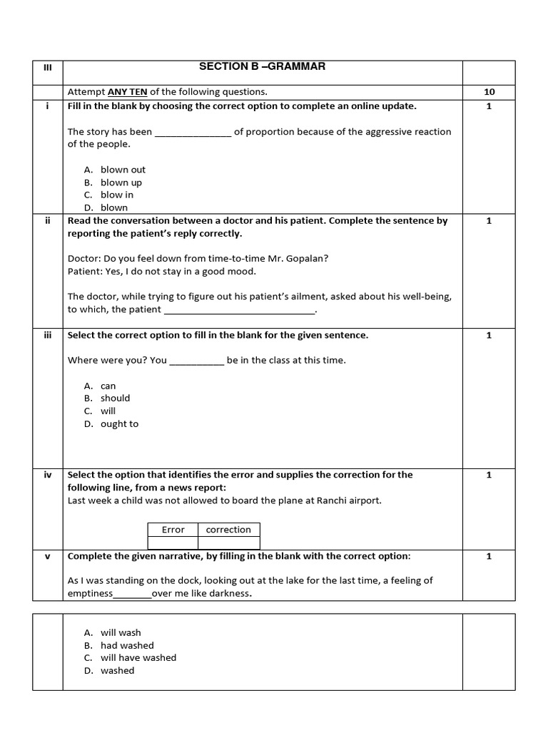 English Grammar Practise Sheet I | PDF