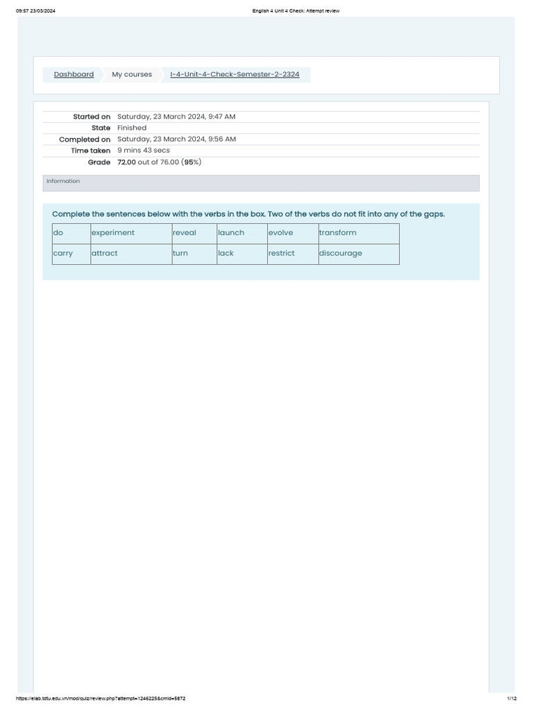 English 4 Unit 4 Check - Attempt Review | PDF | Cyberspace | Computing