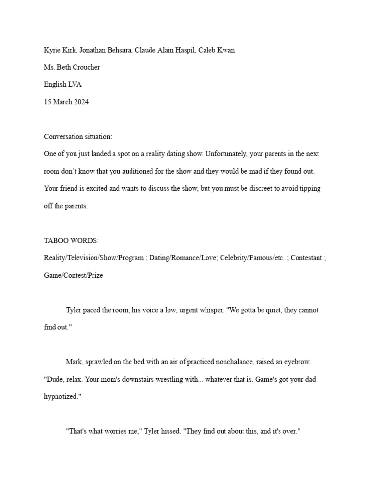 Kyrie, Johnny, Claude, Caleb - Ambiguity Dialogue Script | PDF