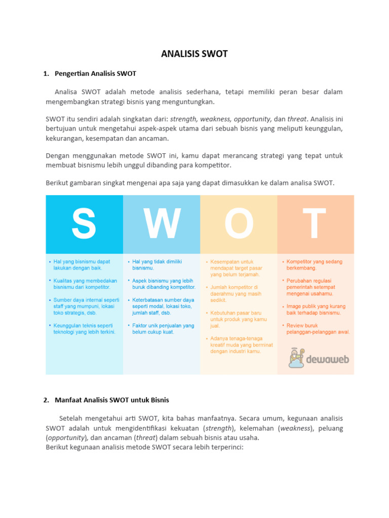 Analisis SWOT untuk Bisnis Coffee Shop | PDF