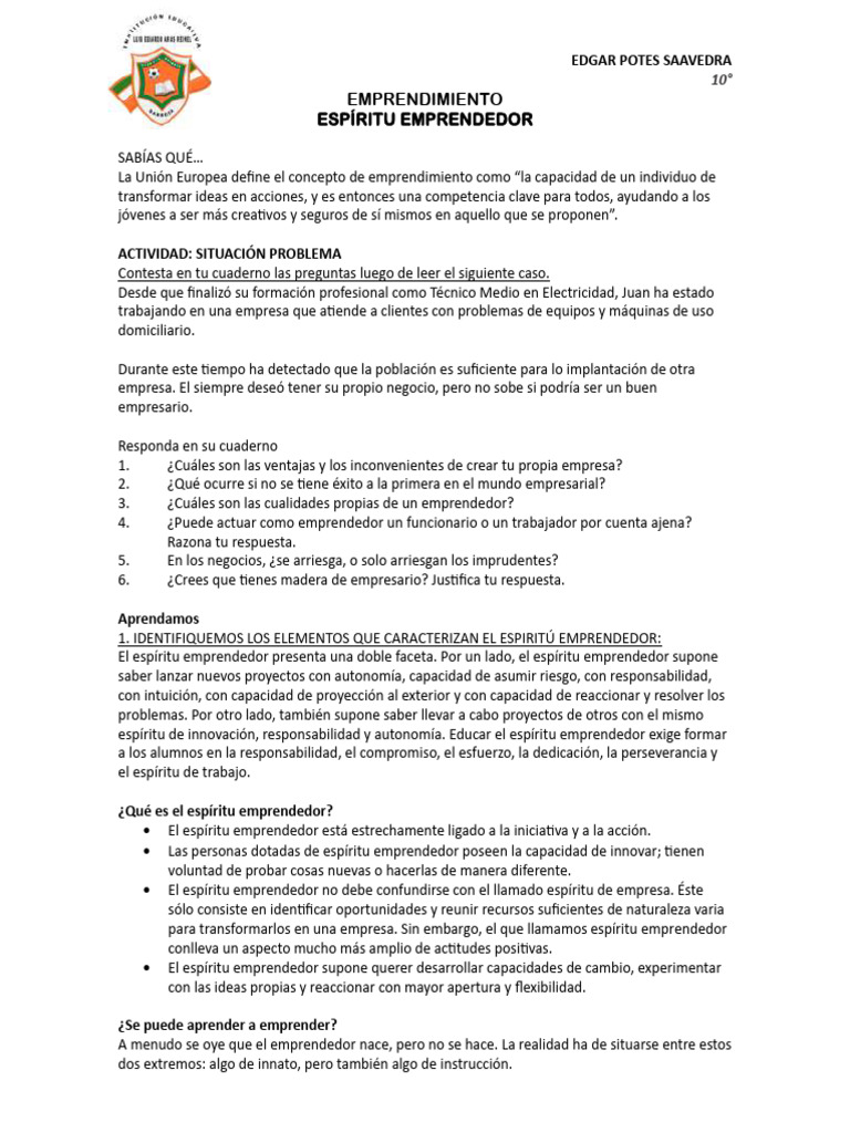 Claves del Espíritu Emprendedor | PDF | Iniciativa empresarial | Creatividad