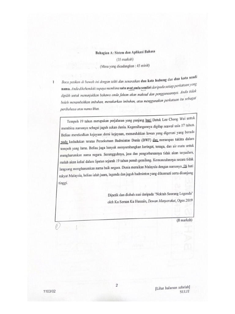 Bahagian a Sistem Dan Aplikasi Bahasa | PDF Bahagian a Sistem Dan Aplikasi Bahasa | PDF