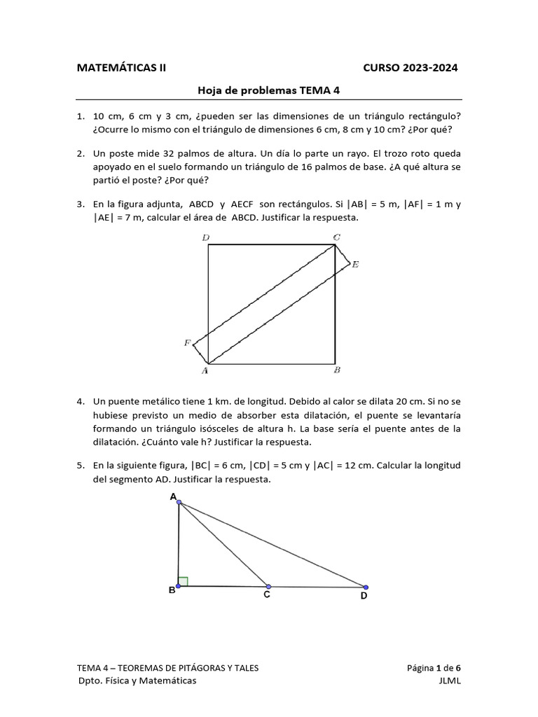 Hoja de Problemas | PDF | Triángulo | Geometría