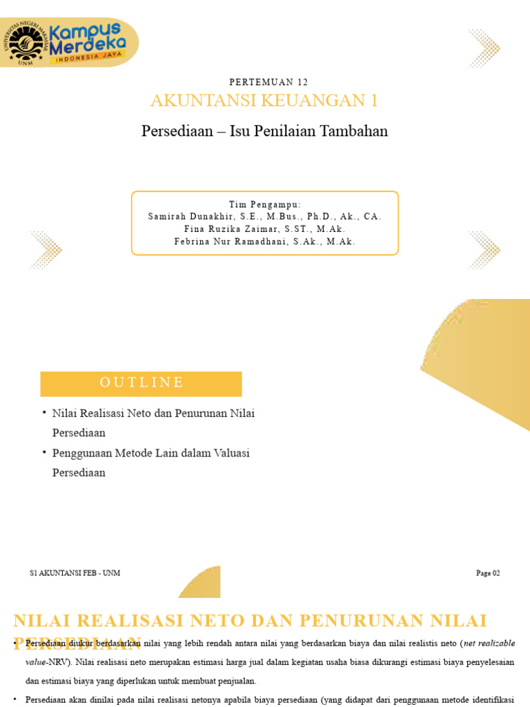 Pertemuan 12 Akuntansi Keuangan 1 - Persediaan - Isu Penilaian Tambahan | PDF