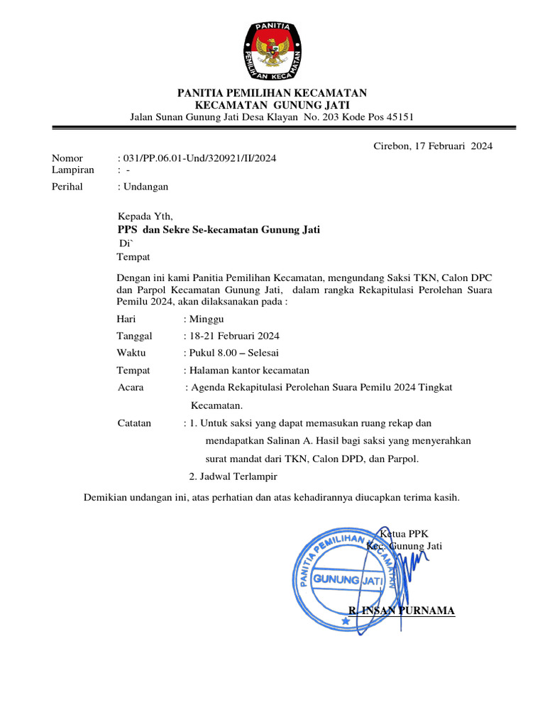 Undangan Tungsura Okk | PDF