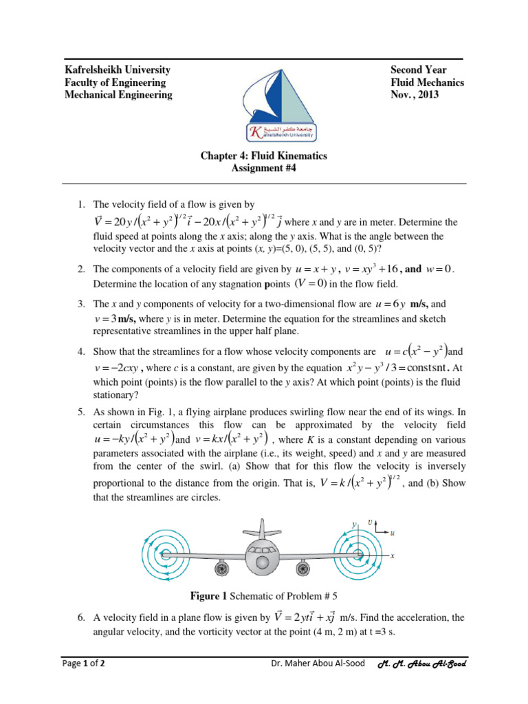 Assignment #4 | PDF | Fluid Dynamics | Velocity