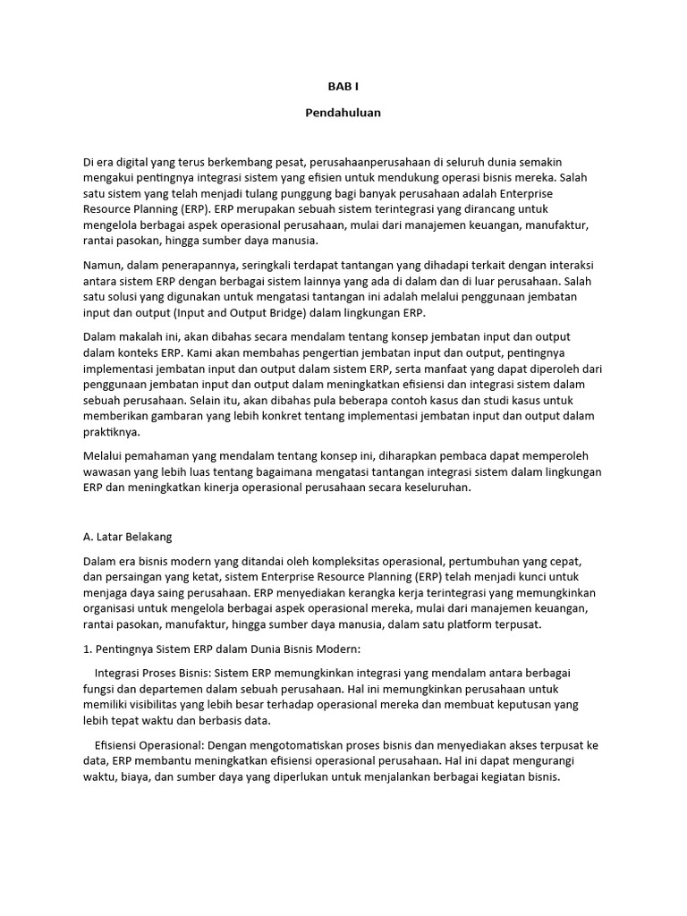 Makalah Jembatan Input Output ERP | PDF