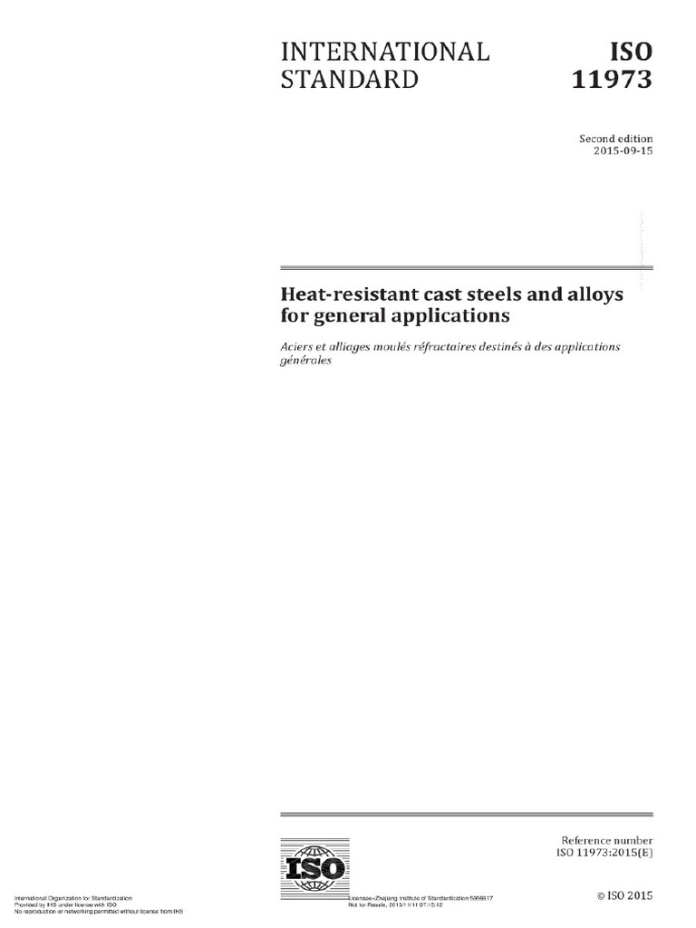 ISO 11973-2015 Heat-Resistant Cast Steels and Alloys For General Applications | PDF