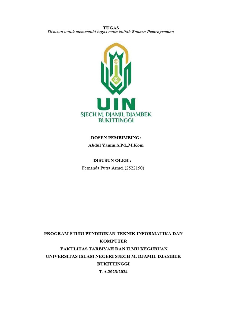 Tugas Pemrograman Mahasiswa | PDF