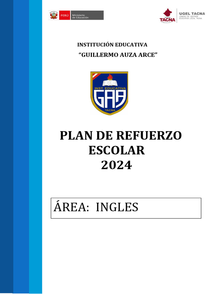 Plan de Refuerzo Ingles 2024 | PDF | Aprendizaje | Evaluación