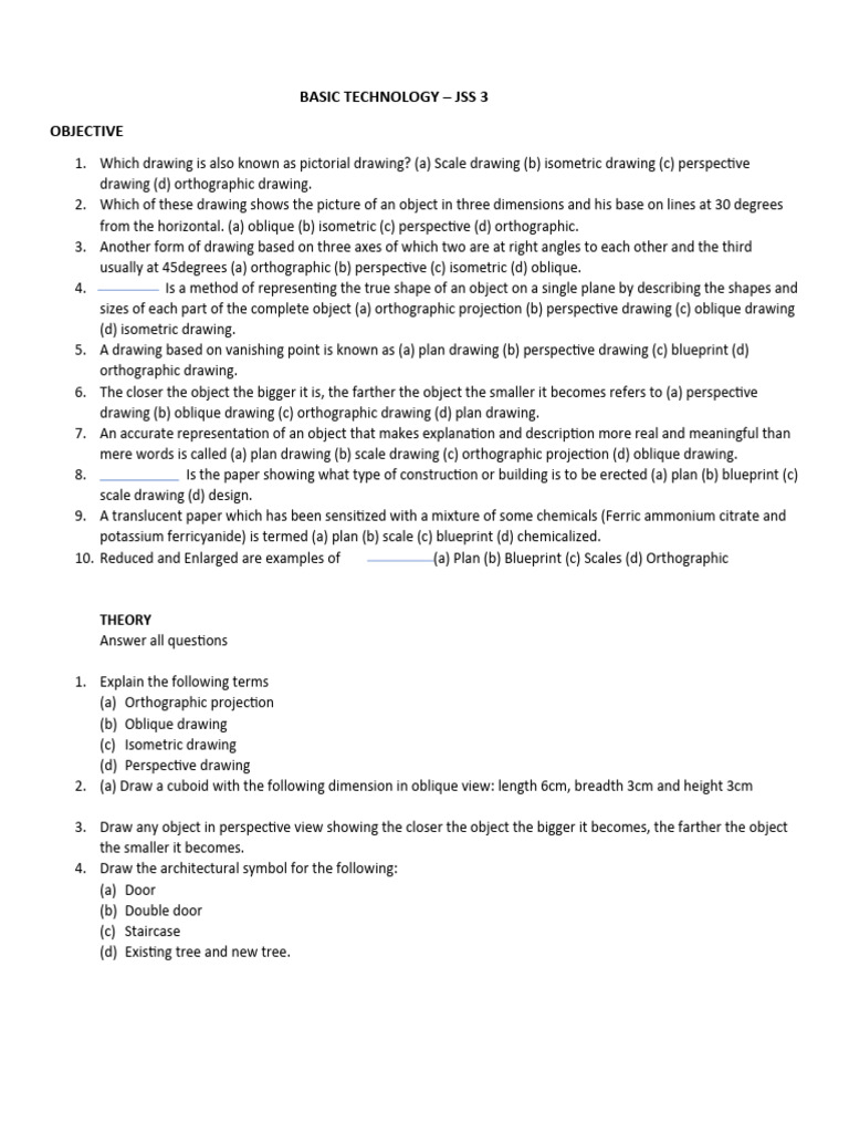 HLIS Basic Tech JS3 Sec Term Exam-2 | PDF | Perspective (Graphical) | Drawing