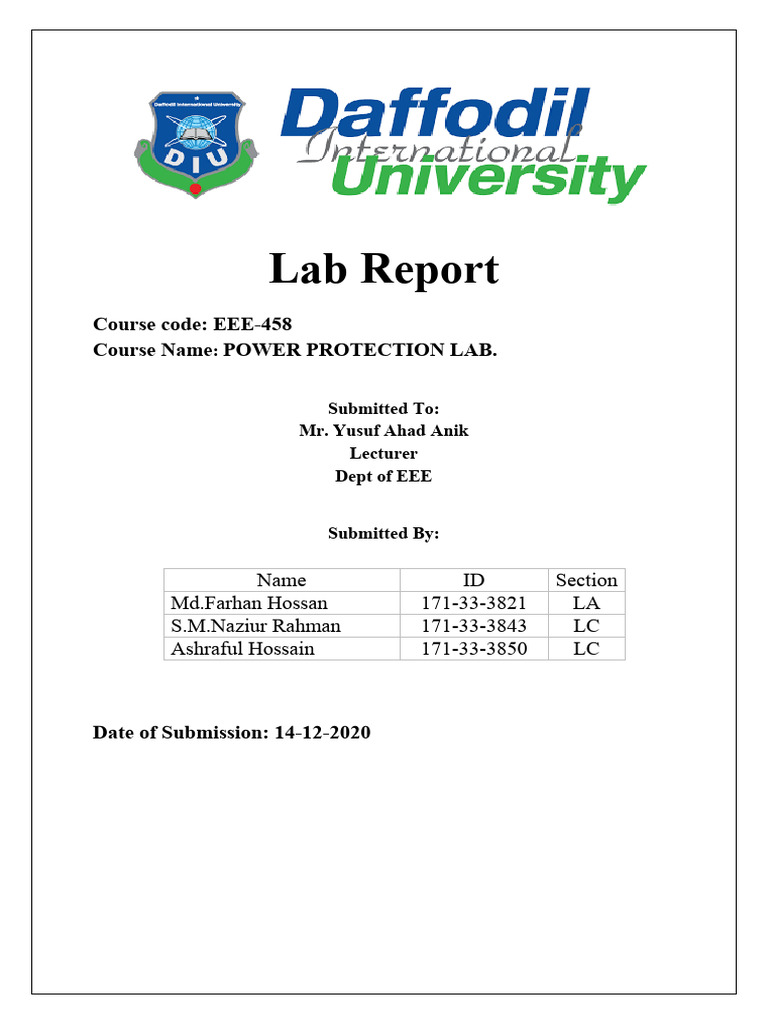 Power System Protection Lab-458 | PDF | Electronics | Electrical Engineering