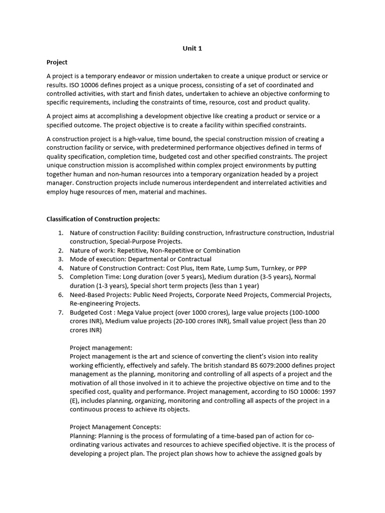 Unit 1_notes | PDF | Project Management