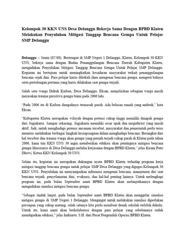 Teks Press Release Proker Mitigasi-1 | PDF | Ilmu Sosial
