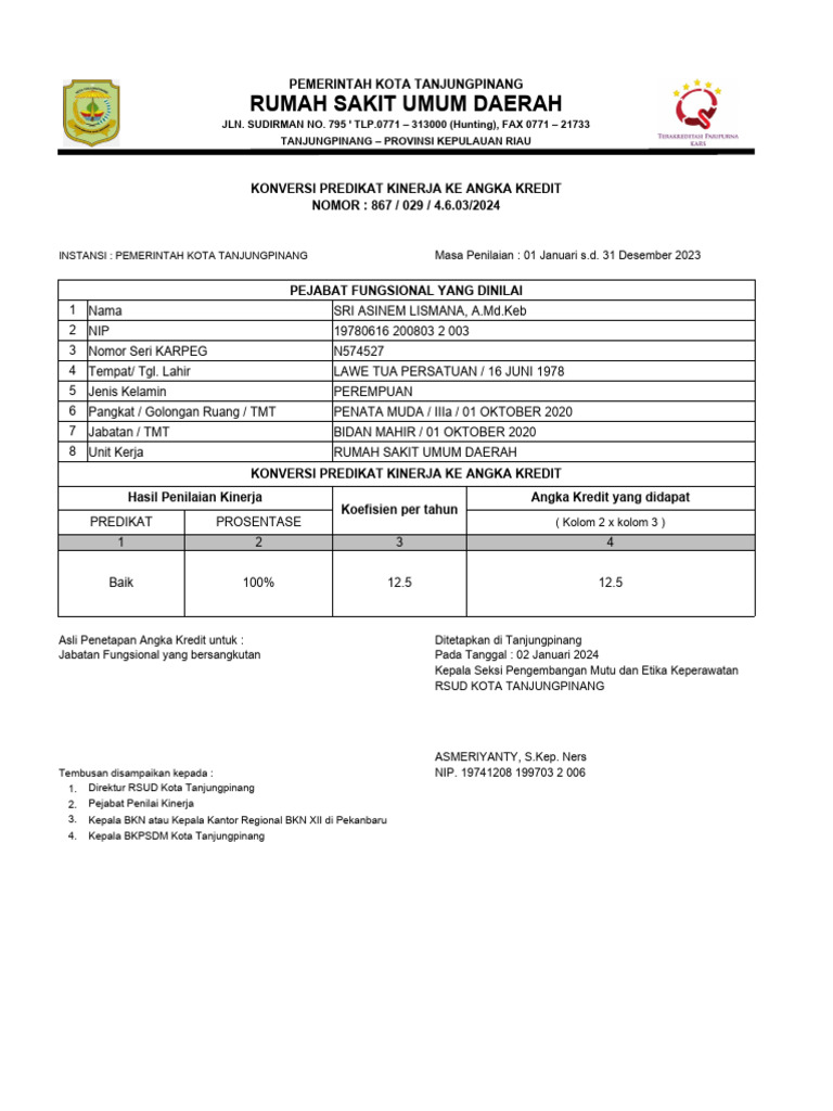 Form Dupak Sri Asinem 2023 | PDF