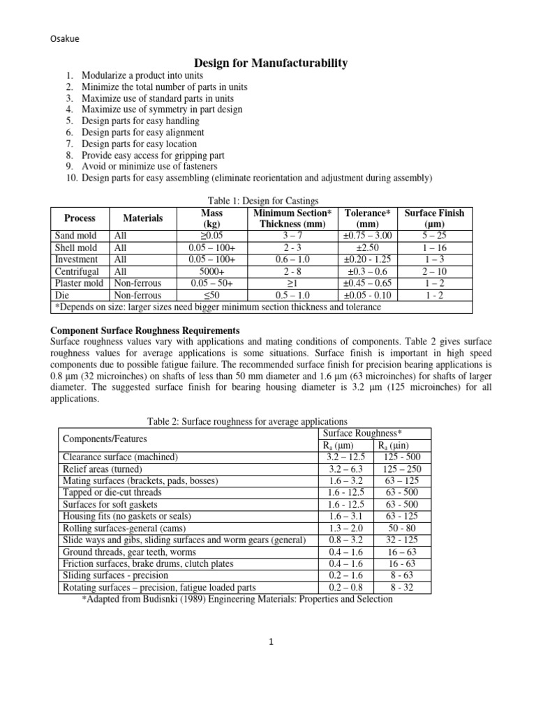 Design for Manufacturability Guide | PDF | Engineering Tolerance ...
