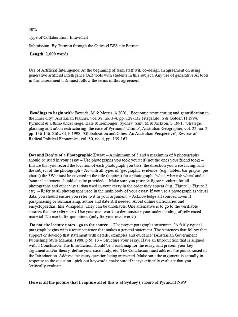 Guidelines for a Photographic Essay | PDF | Essays