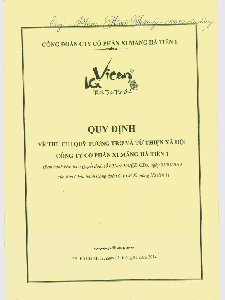 2-QD Ve Thu Chi Quy Tuong Tro Va Tu Thien Xa Hoi | PDF