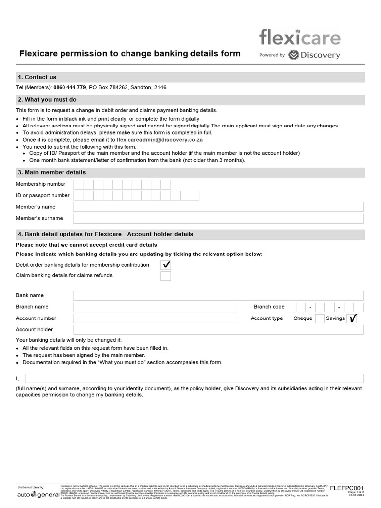 Permission To Change Banking Details | PDF | Insurance | Identity Document