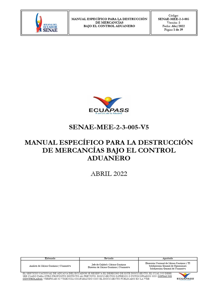Senae Mee 2 3 005 V5 | PDF | aduana | Residuos Senae Mee 2 3 005 V5 | PDF | aduana | Residuos