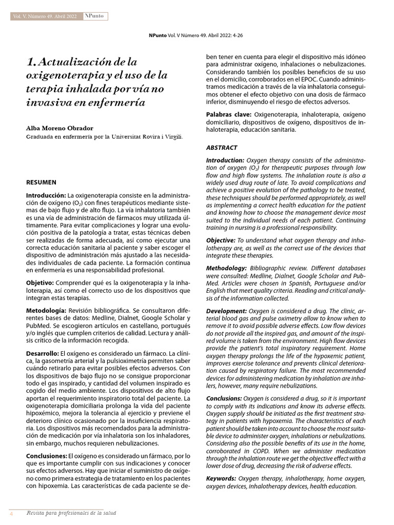 Actualización de La Oxigenoterapia y El Uso de La Terapia Inhalada Por ...