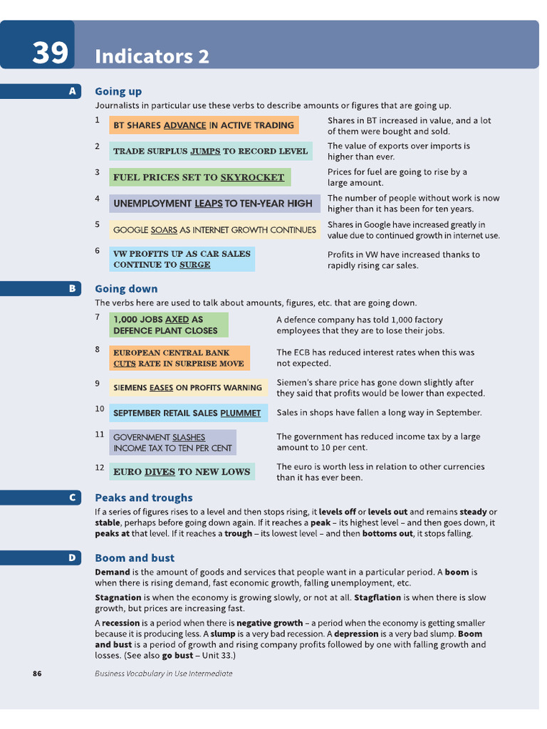 Business Vocabulary in Use - Unit 39 - Indicators 2 | PDF