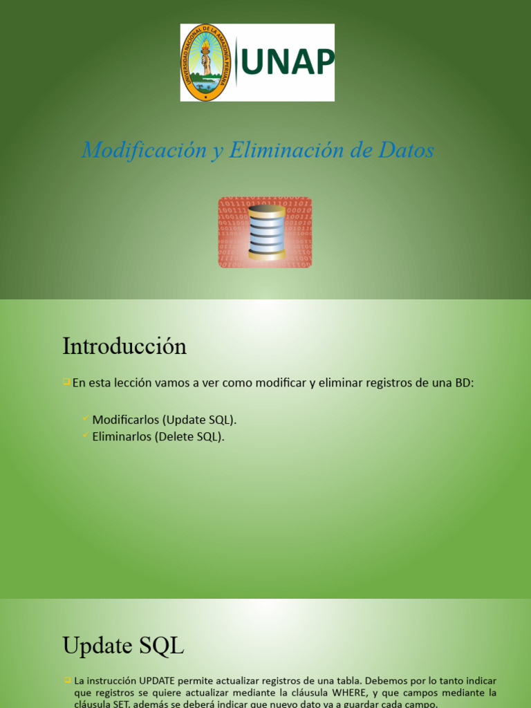 Modificación y Eliminación | PDF | SQL | Gestión de datos