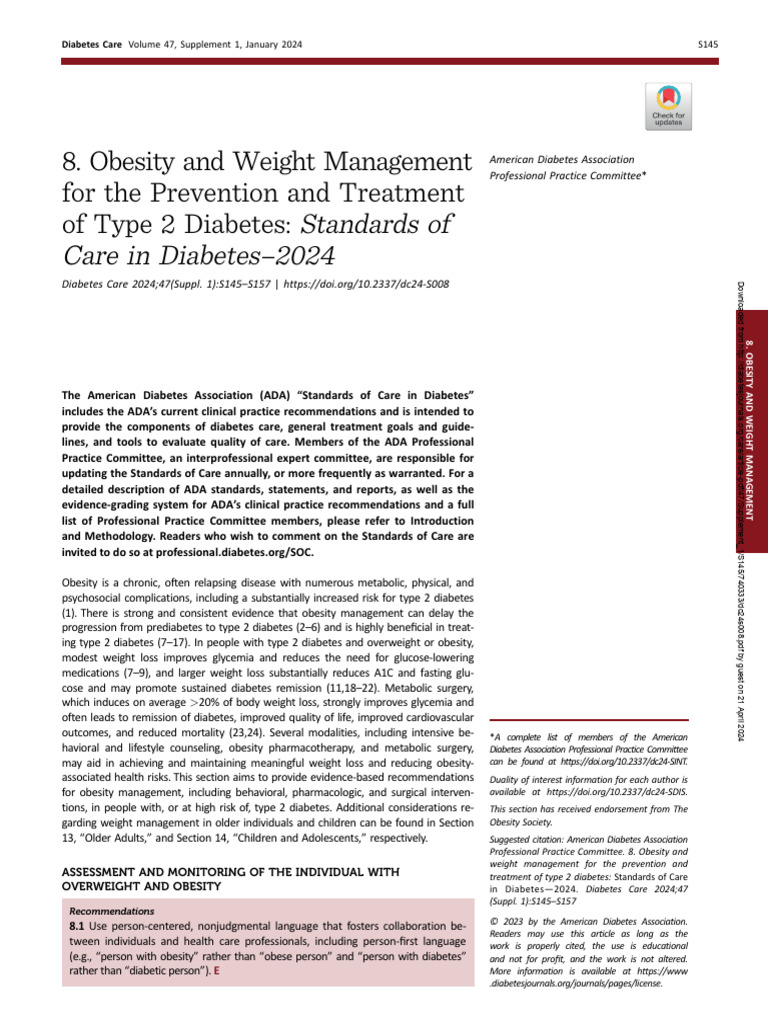Obesity and Weight Management For The Prevention and Treatment of Type ...